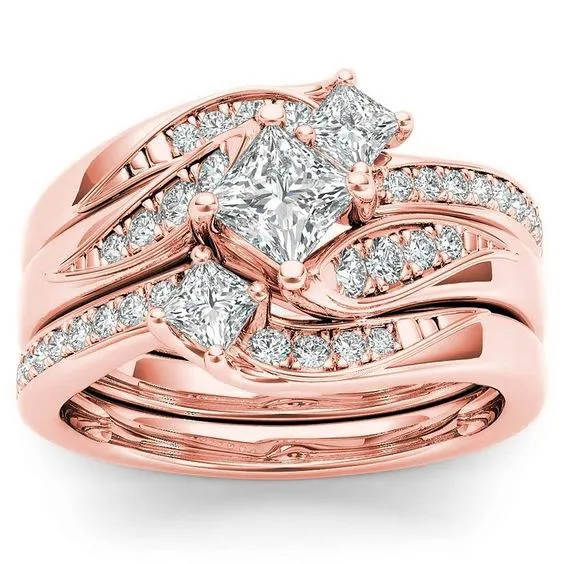 DHgate.com:Exquisite 18K Gold Plated Zircon Ring Set: Elegance for ...