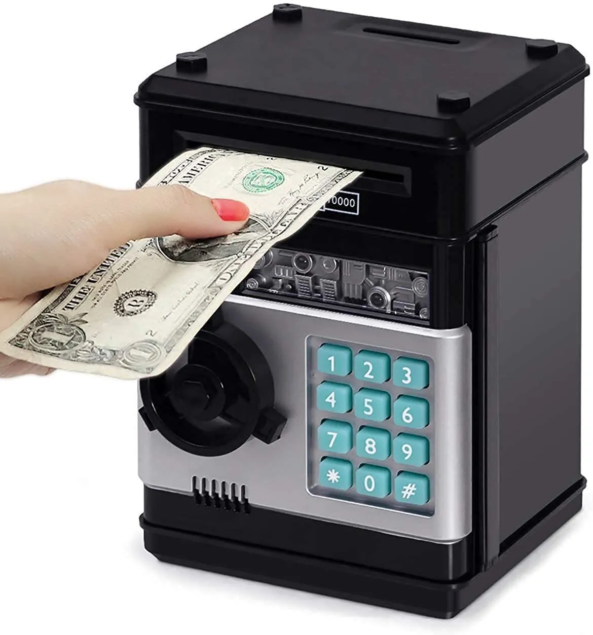 Electronic ATM Piggy Bank - Kids Password Safe, Coin & Cash Deposit Box ...