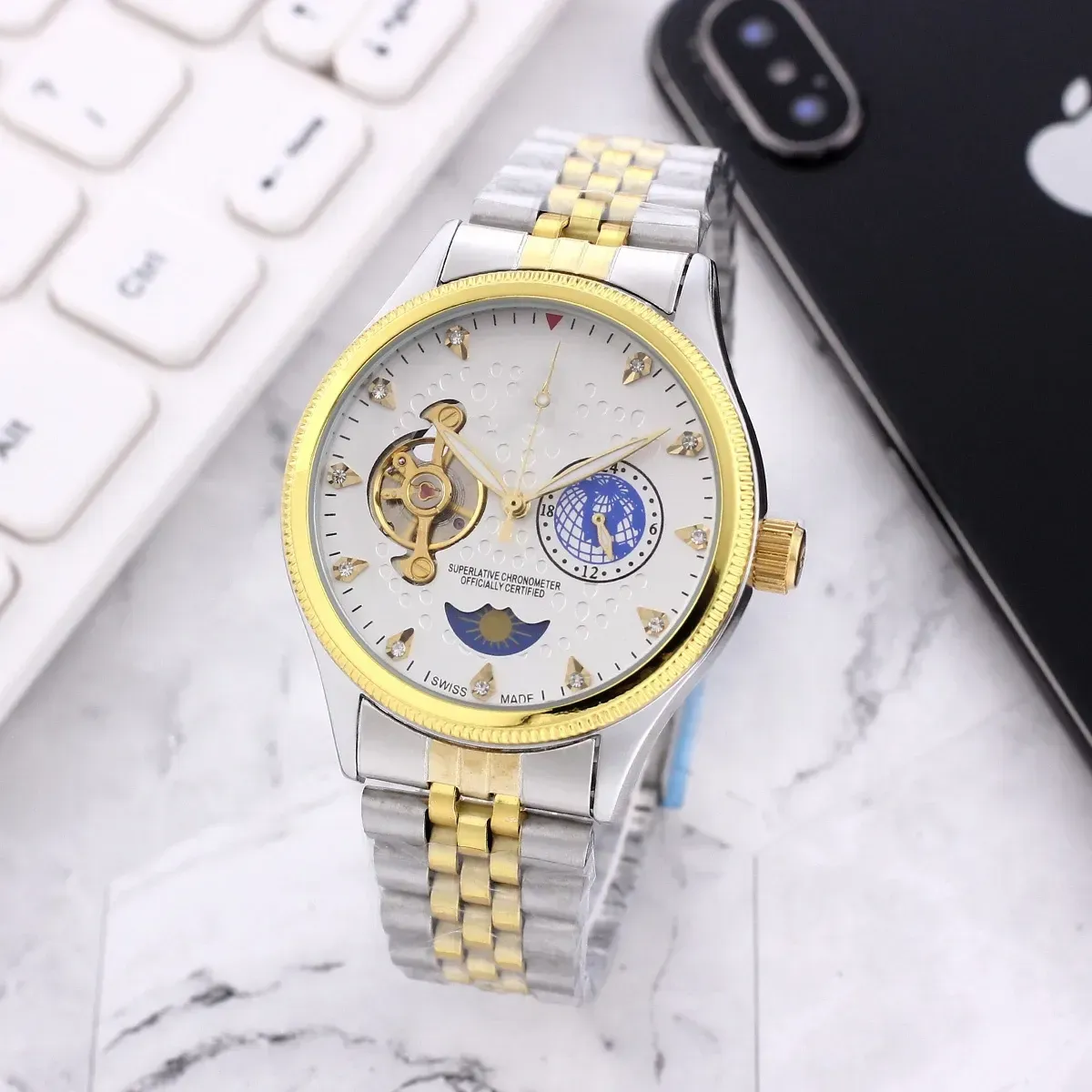 Tourbillon Automatic Mechanical Men's Wristwatch with Stainless Steel ...