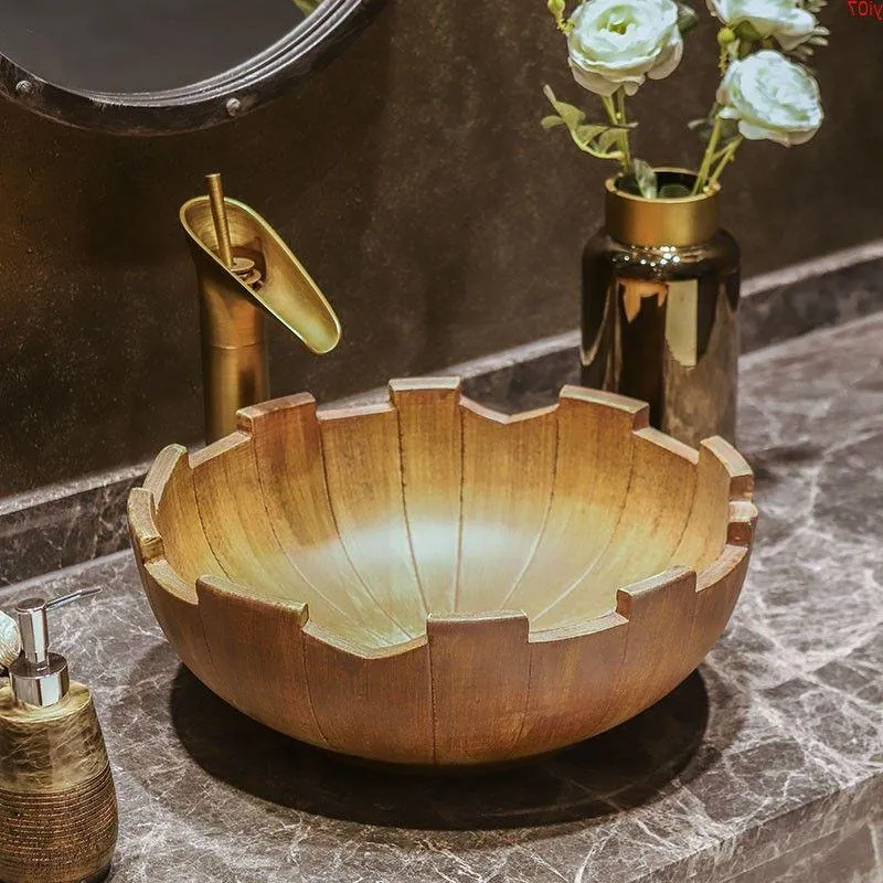 Flower Shaped Ceramic Wash Basin For Bathroom Countertops High Quality ...