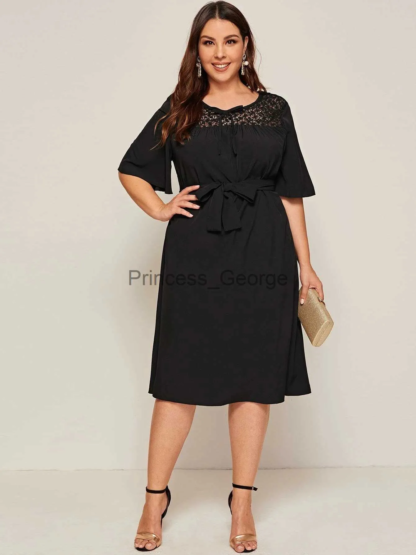 DHgate.com:Plus Size Casual Summer Spring Ruffle Sleeve Sashes Midi ...
