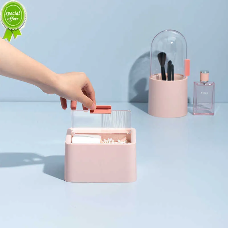 Double Layer Silicone Cotton Swab Organizer Portable Makeup Storage Box ...