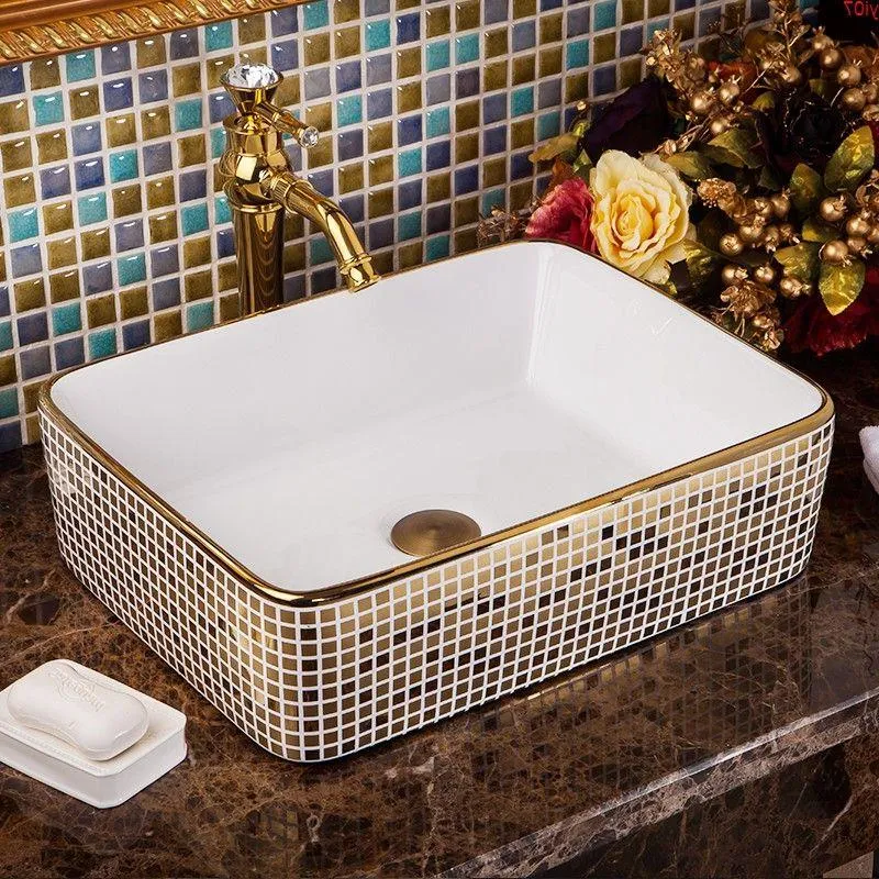 Modern Rectangular Ceramic Countertop Basin - Stylish Bathroom Sink ...