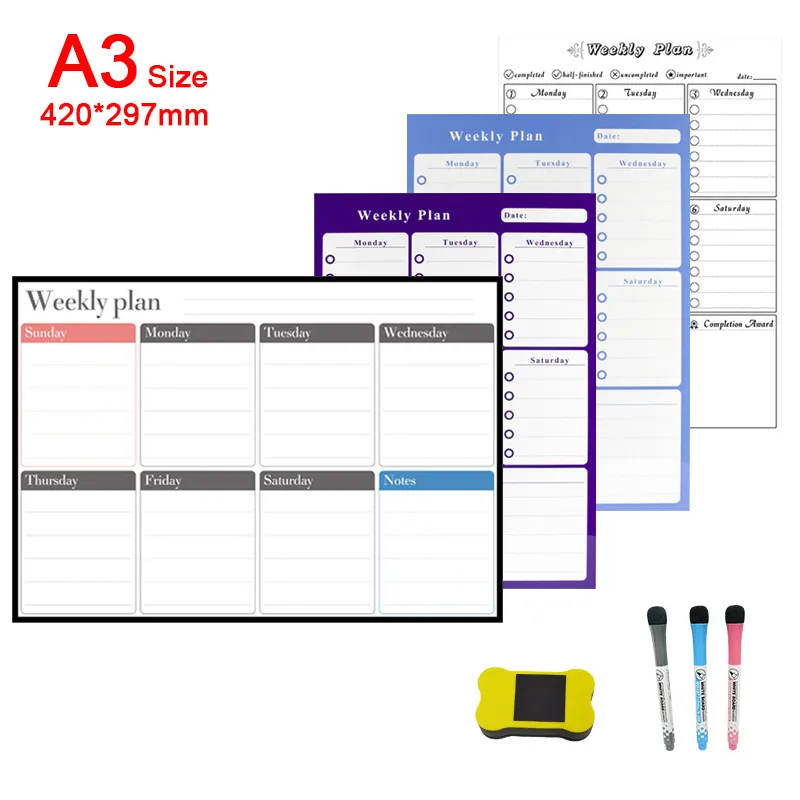 Magnetic A3 Monthly Planner Dry Erase Whiteboard For Fridge White From ...