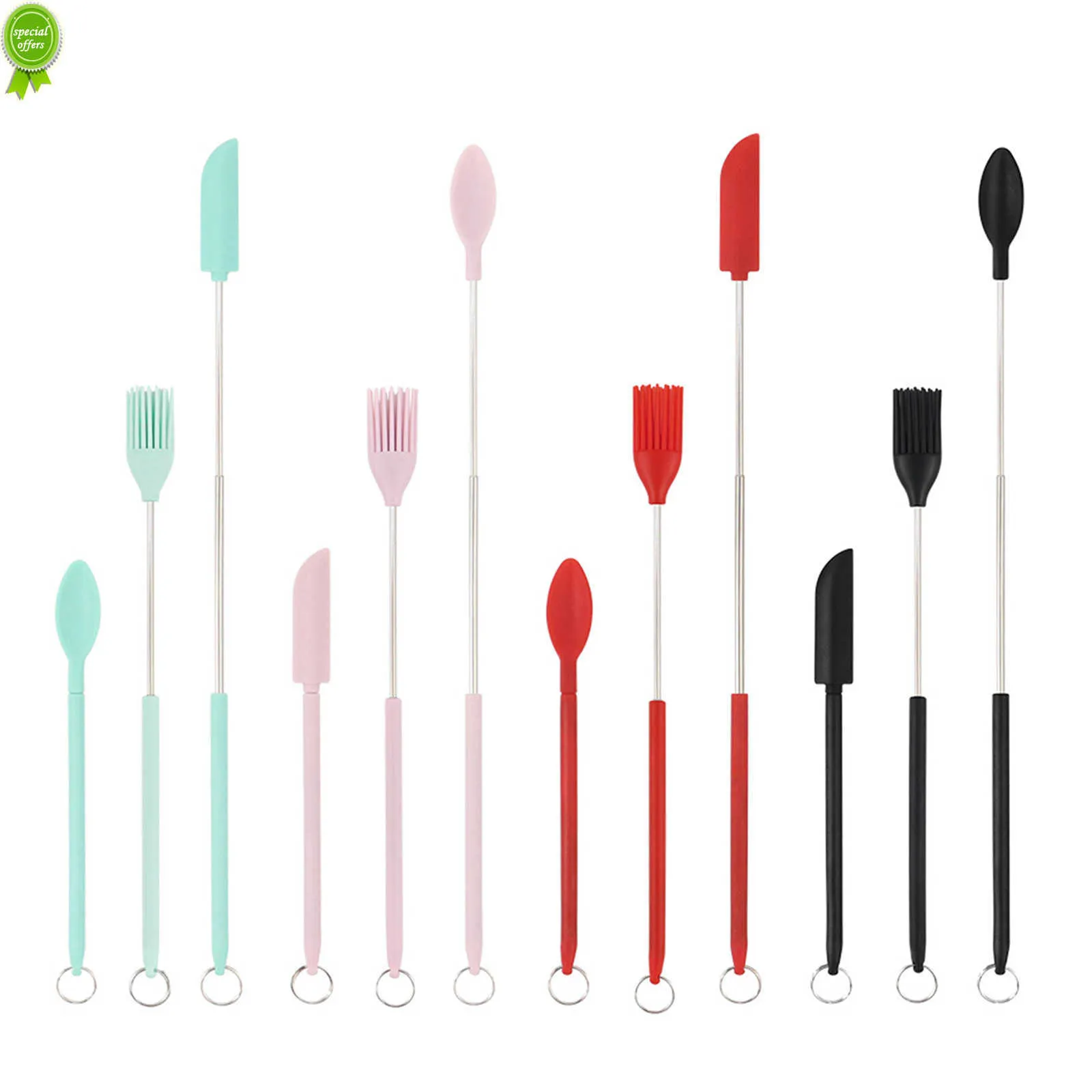 Mini Silicone Spatula Set Telescopic Cosmetic Spatulas For Jars ...