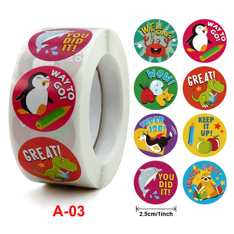 /roll Round Animal Stickers 1 Inch Self-Adhesive Paper Labels for ...