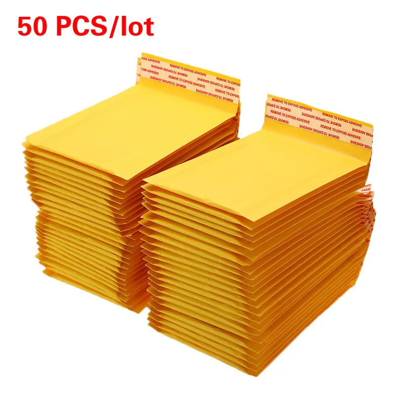 50 Kraft Bubble Mailers - Padded Envelopes for Shipping, Protective ...