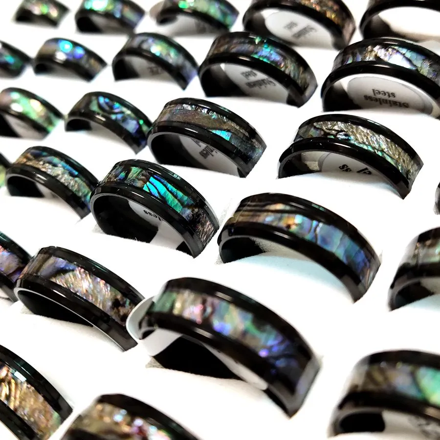 Stainless Steel Shell Black Opal Ring For Men And Women Perfect For ...