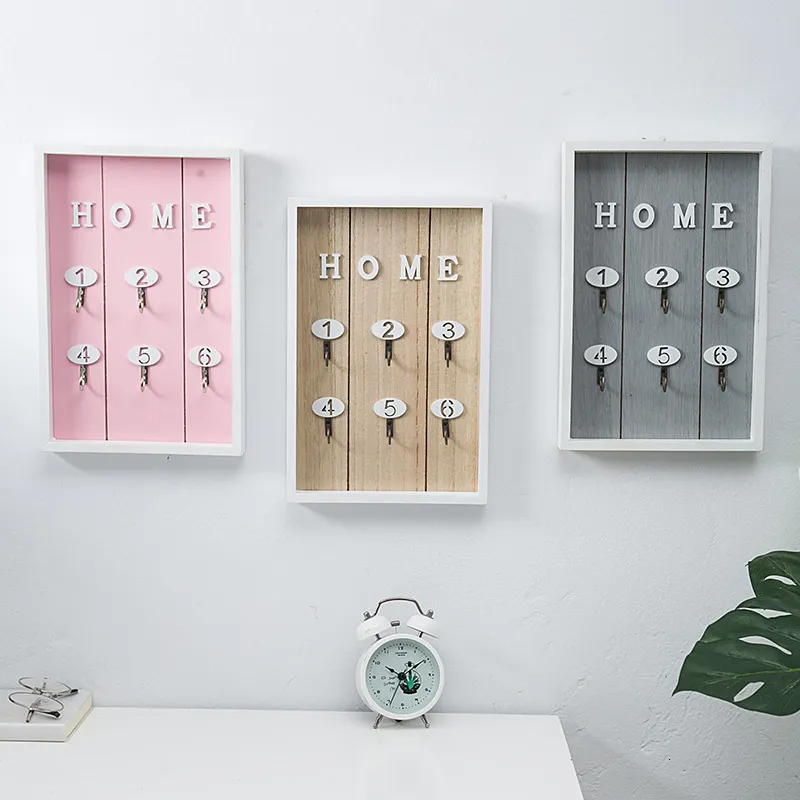 DHgate.com:Wooden Wall-Mounted Key Holder with 6 Hooks | Stylish Home ...