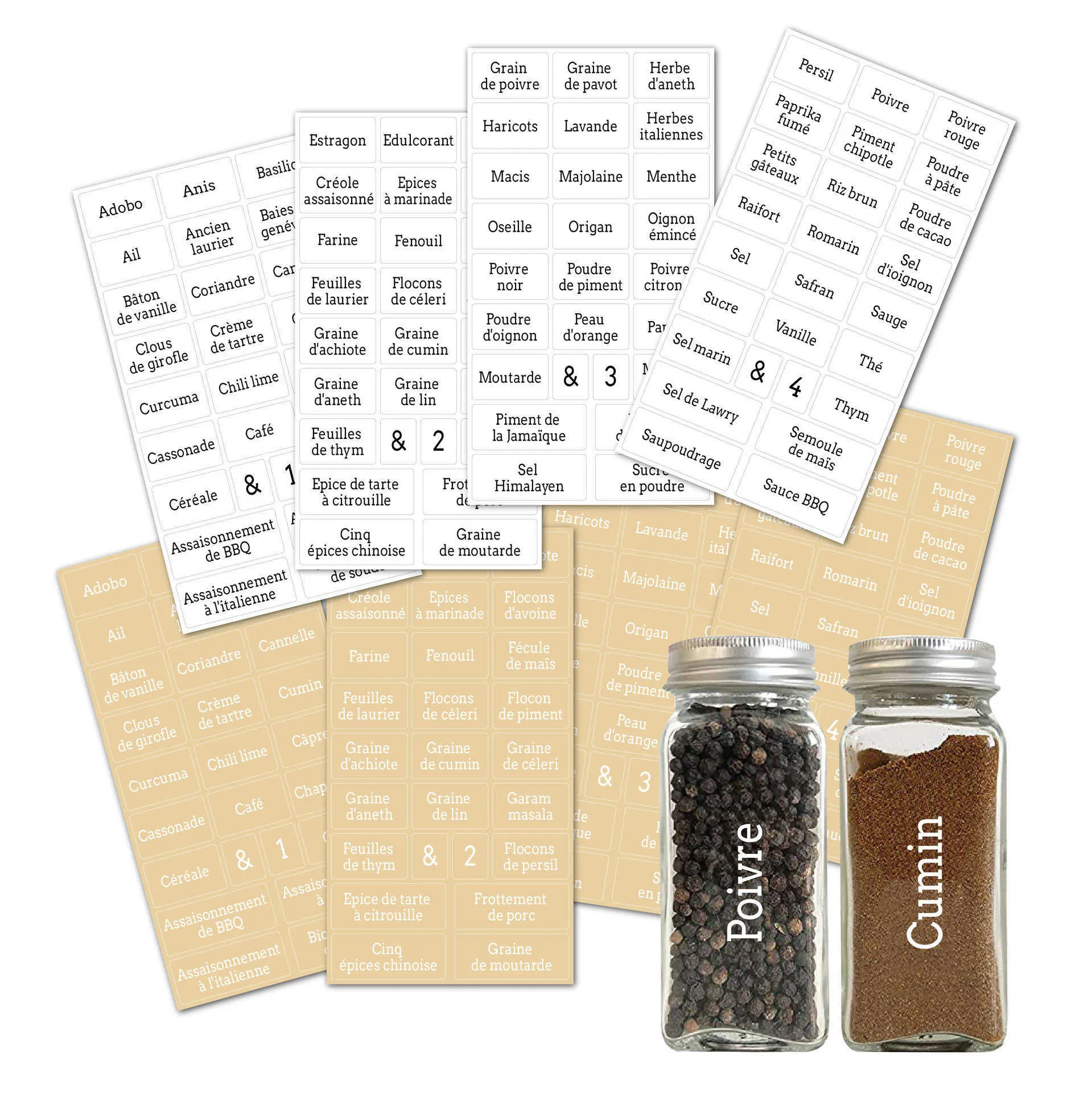 Spice Jars With Lids, Decorative Spice Jars: French Kitchen Spice ...