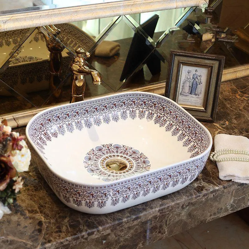 Jingdezhen Oval Ceramic Countertop Basin - Art Wash Basin Lavabo Sink ...