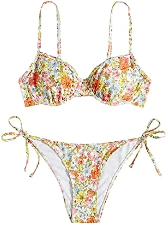 Swimwear Floral Triangle Swimsuits, Push Up Bathing Suits For Women ...