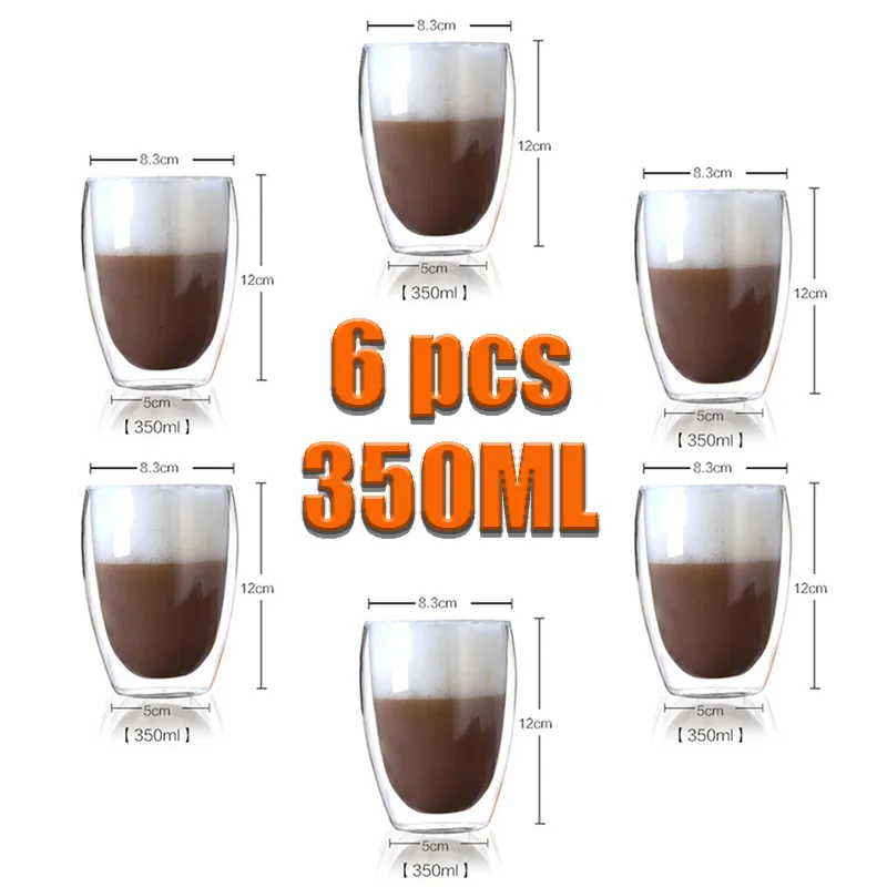 Handmade Double Wall Glass Mug 350ML Capacity, Heat Resistant ...