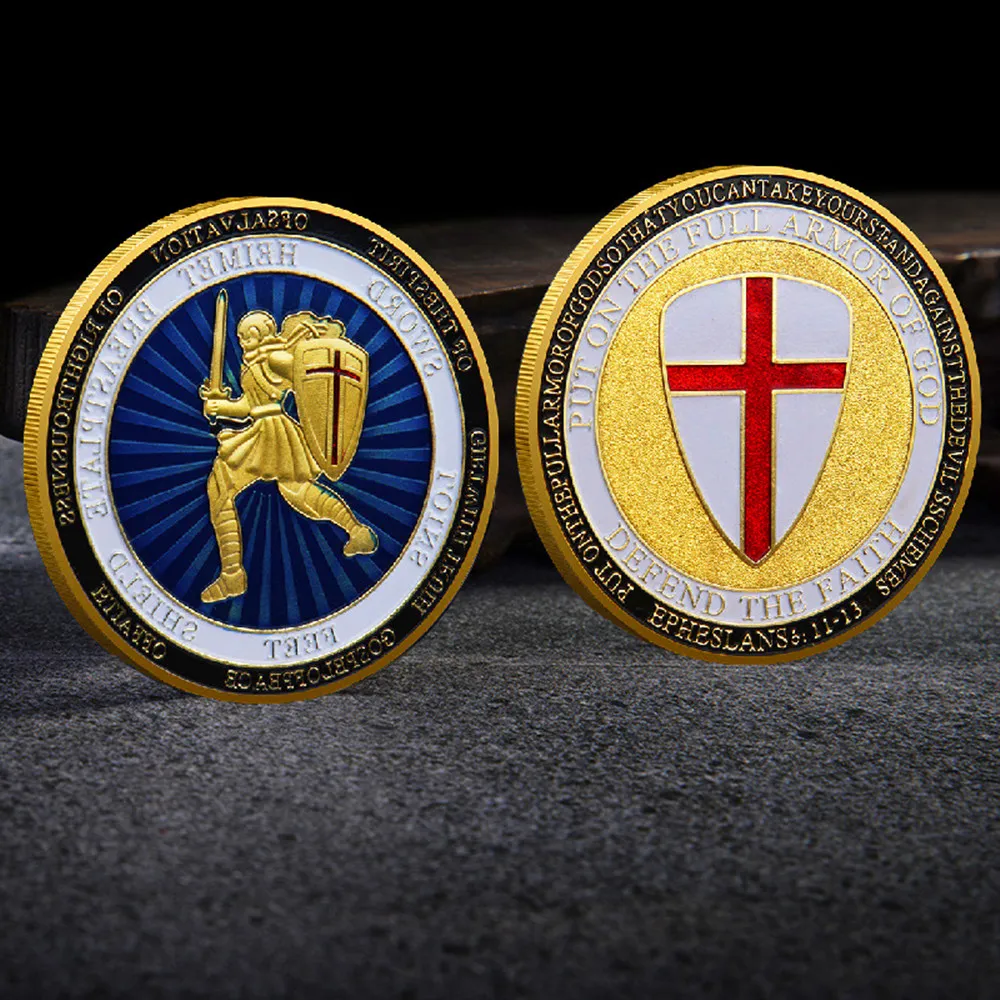 Premium Military Cross Shield Commemorative Coin - European Soldier ...