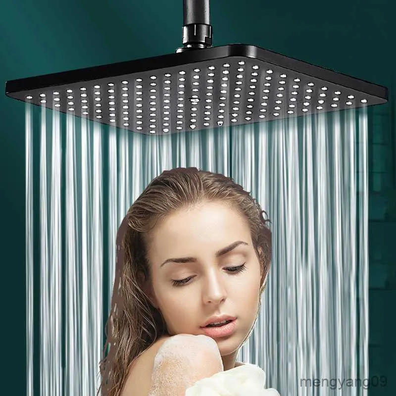 Black Overhead Shower Head - Rainfall Rain Shower Sprayer Ceiling ...