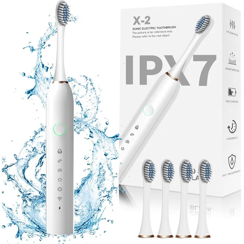 Rechargeable Sonic Electric Toothbrush - USB Charging, IPX7 Waterproof ...