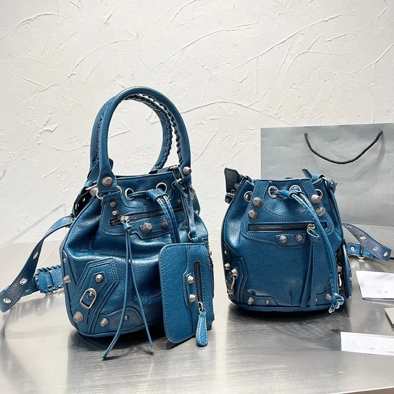 Balun Design Crochet Bucket Bag Leather Crossbody Mini Tote With Large ...