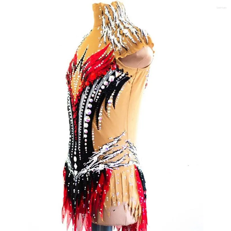 Red Sleeveless High Elastics Rhythmic Gymnastics Leotards For Girls ...