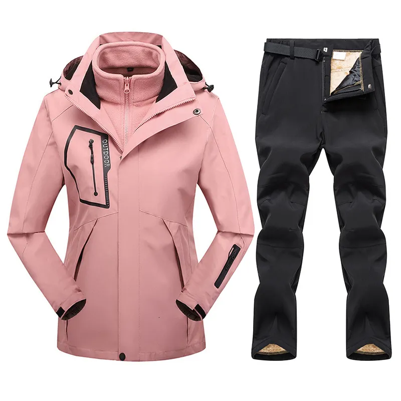 Waterproof Women's Ski Suit: Warm Fleece Jacket & Pants Set for Winter ...