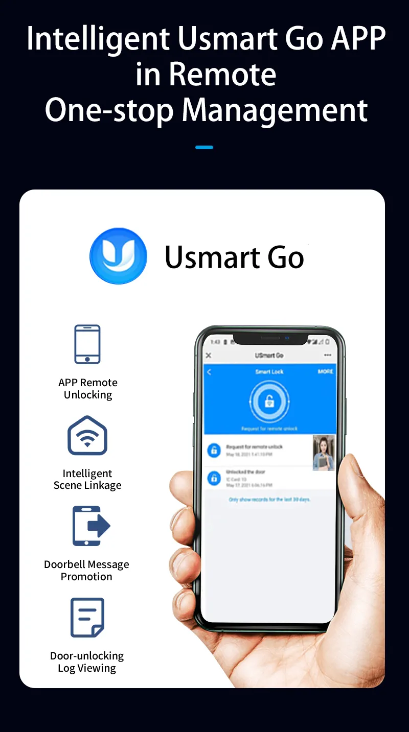 Usmart Go Biometric Door Lock 3D Face Recognition, Fingerprint ...