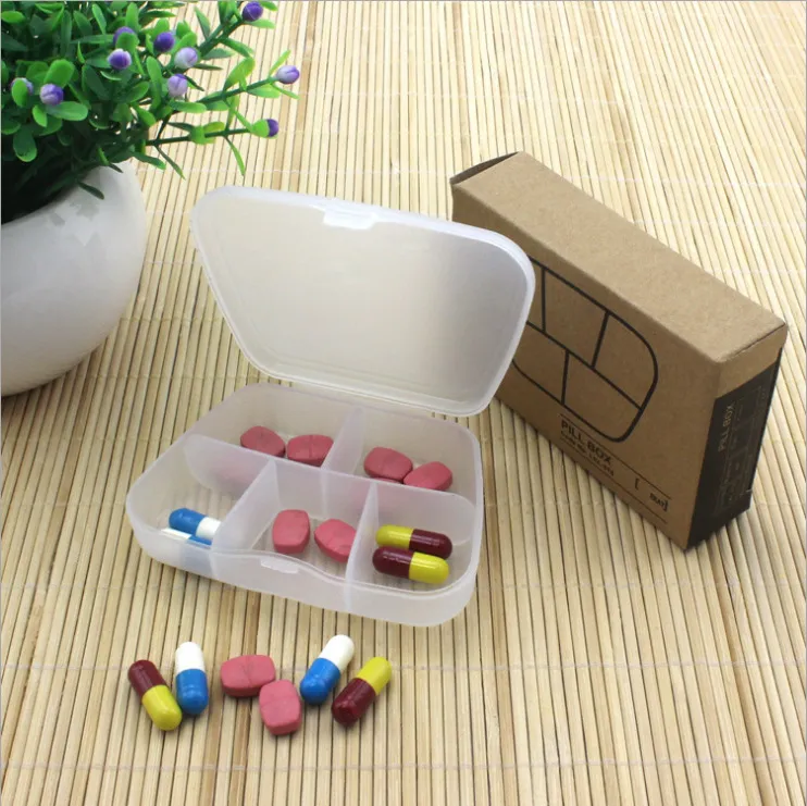Pill Box Mini Pill Case 5 Grids Tablet Pill Organizer Case Dispenser ...