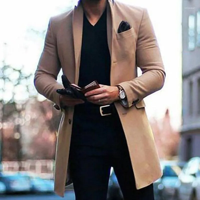 DHgate.com:Mens Solid Wool Blend Mid-Length Turn-Down Collar Winter ...