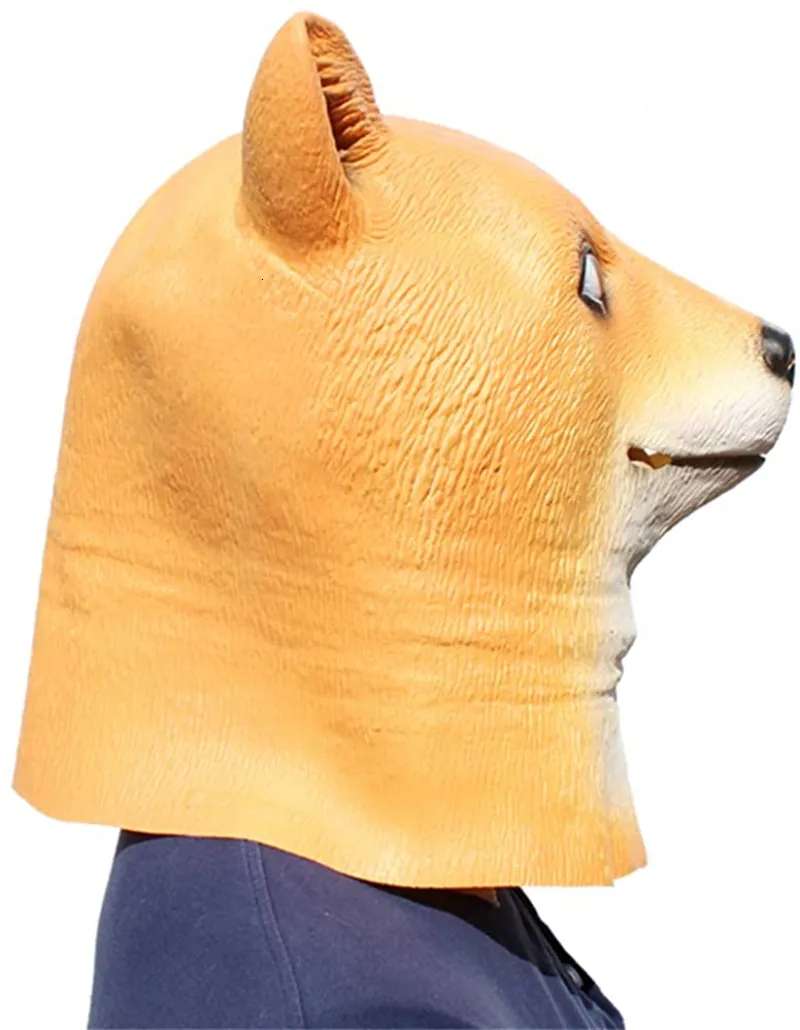 Realistic Orange Dog Masquerade Mask For Halloween Latex Dress Up And ...