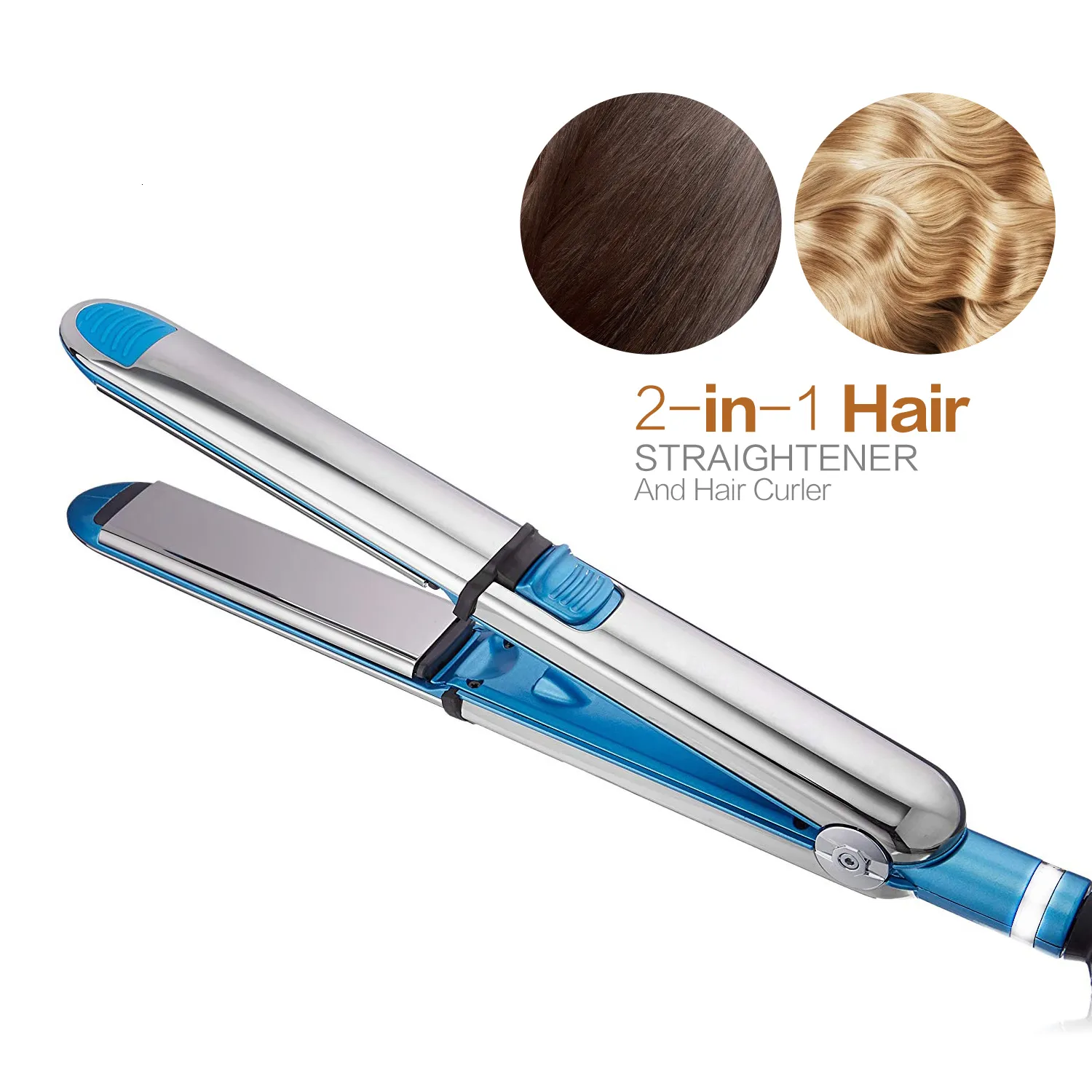 PRO Hair Straightener & Curler - 465F Fast Heat Floating Flat Iron for ...