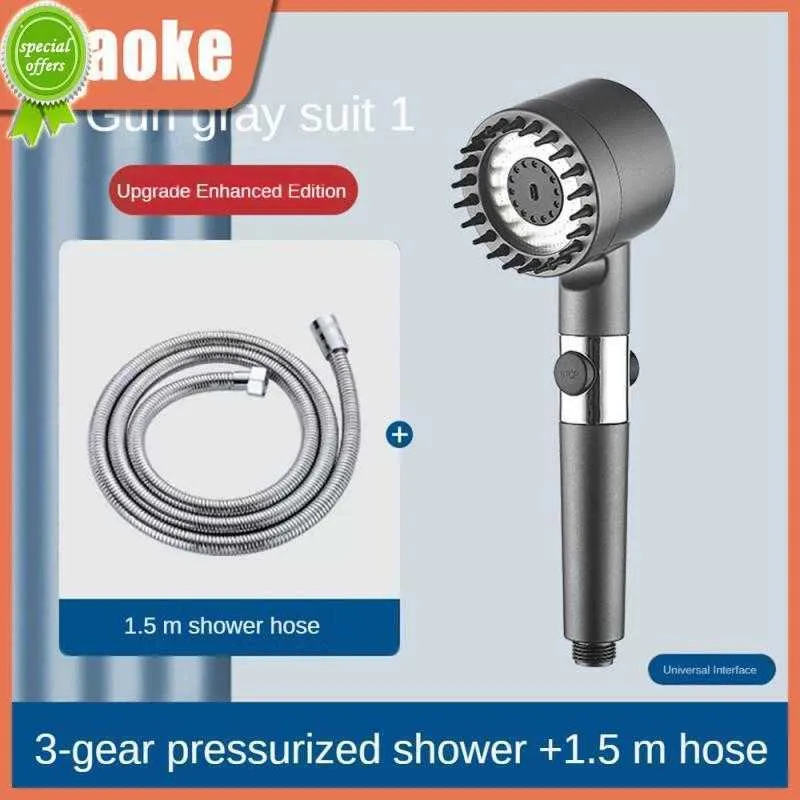 DHgate.com:High-Pressure Waterproof Shower Head Set with Switch, Grey ...