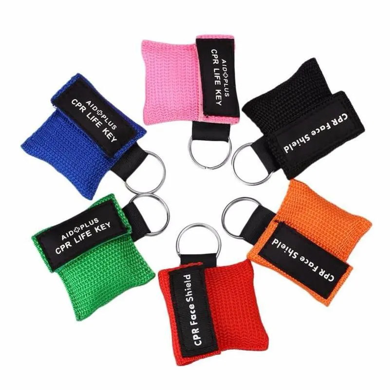 Multi Colored Woven Lanyard Keychain With Emergency Face Shield And ...