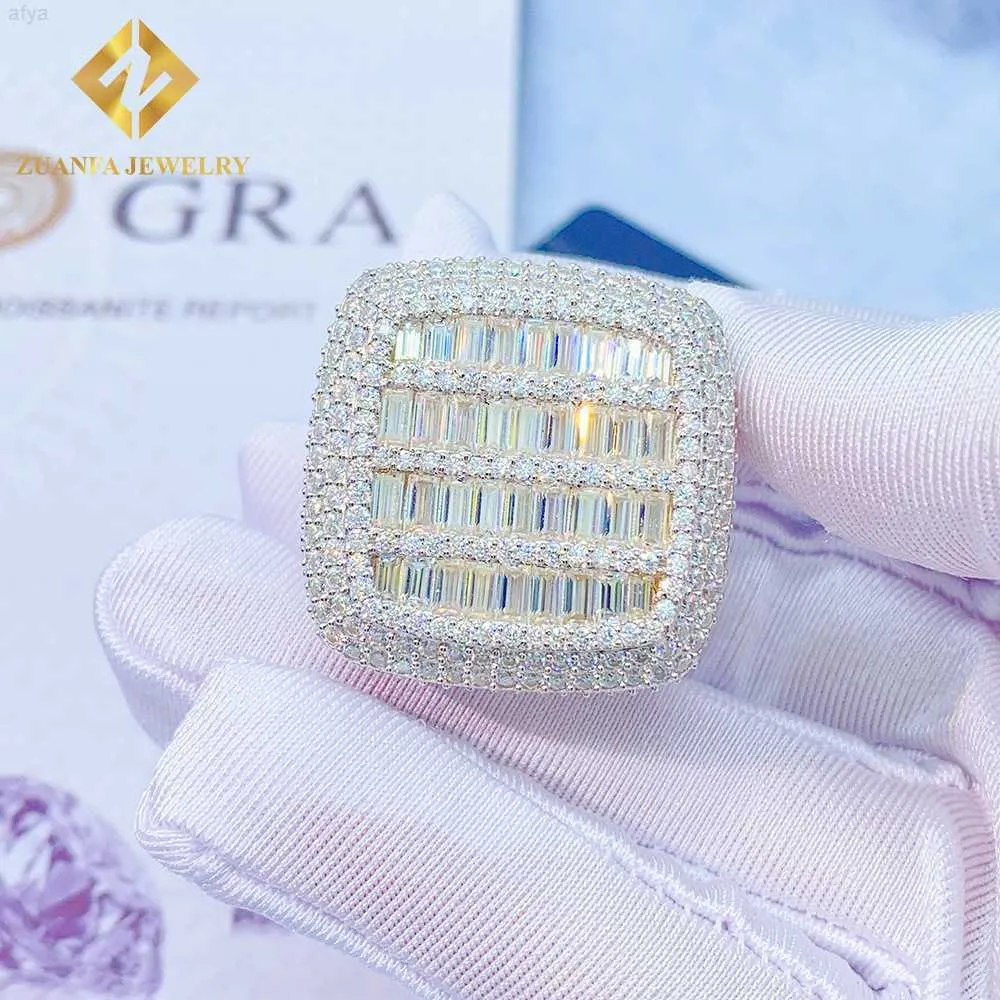 Custom Vvs Moissanite Diamond Men Ring Shining Bling Iced Out Cross ...