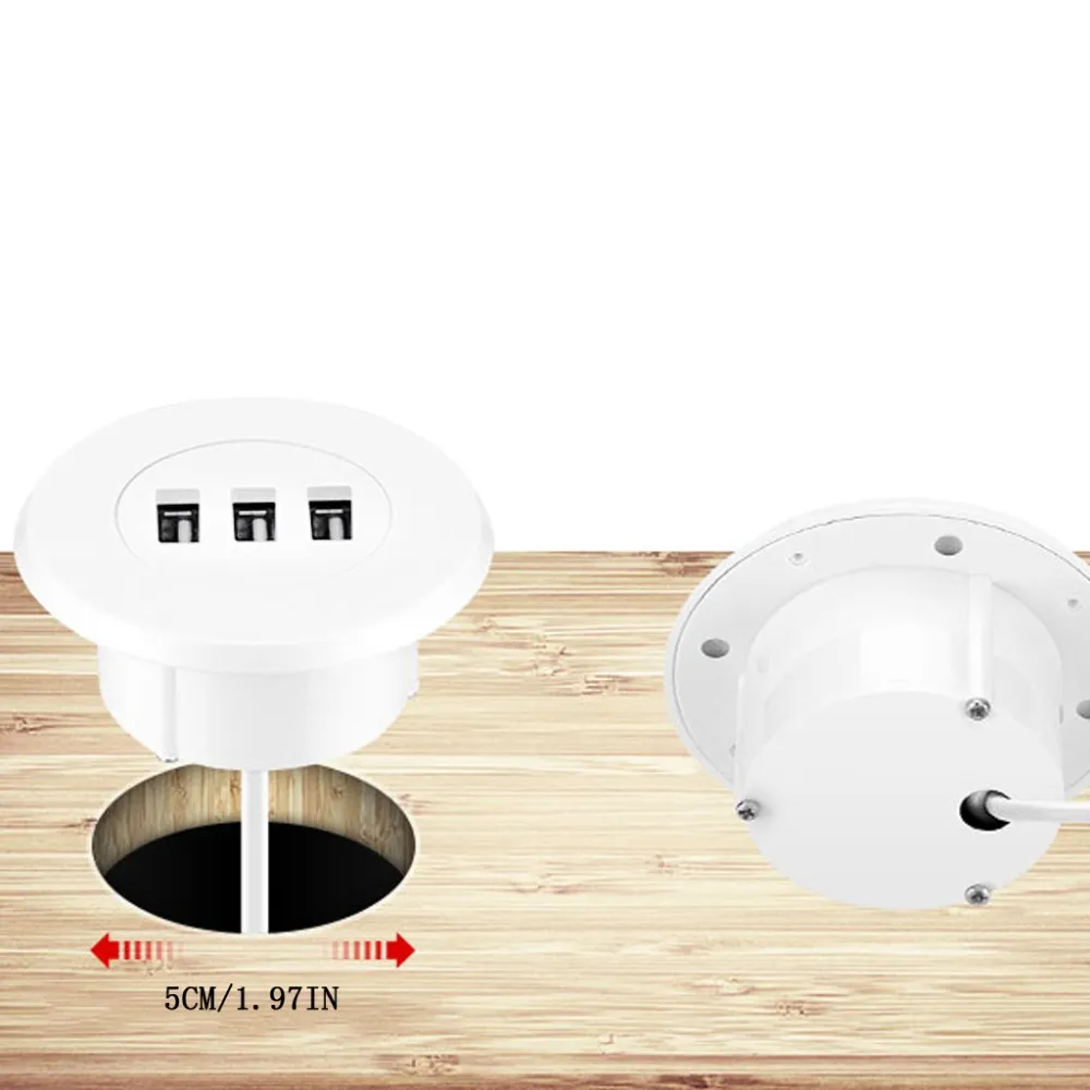 5cm Desk Grommet USB Hub - 2 USB 2.0 Ports & 1 Type-C, In-Desk Mounting ...