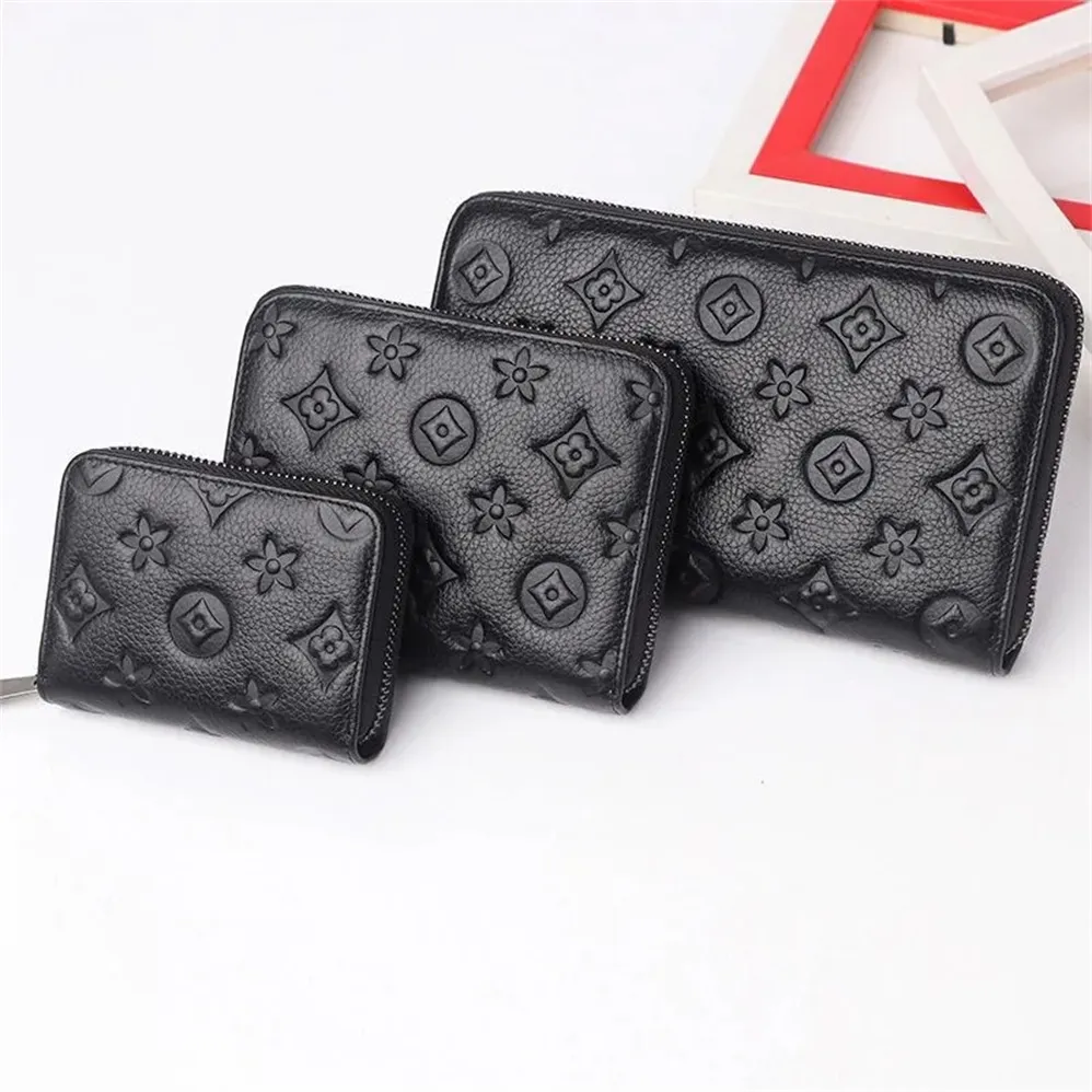 Fashion Flowers Designer Zipper Wallets Luxurys Men Women Leather Bags ...