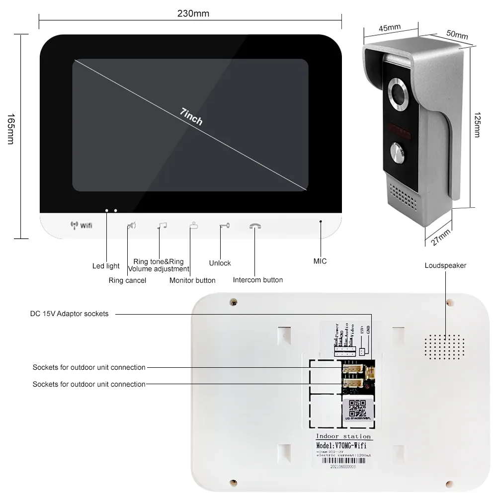 Smart Home Video intercom with Wifi, IR Night Vision, and Mobile Phone ...