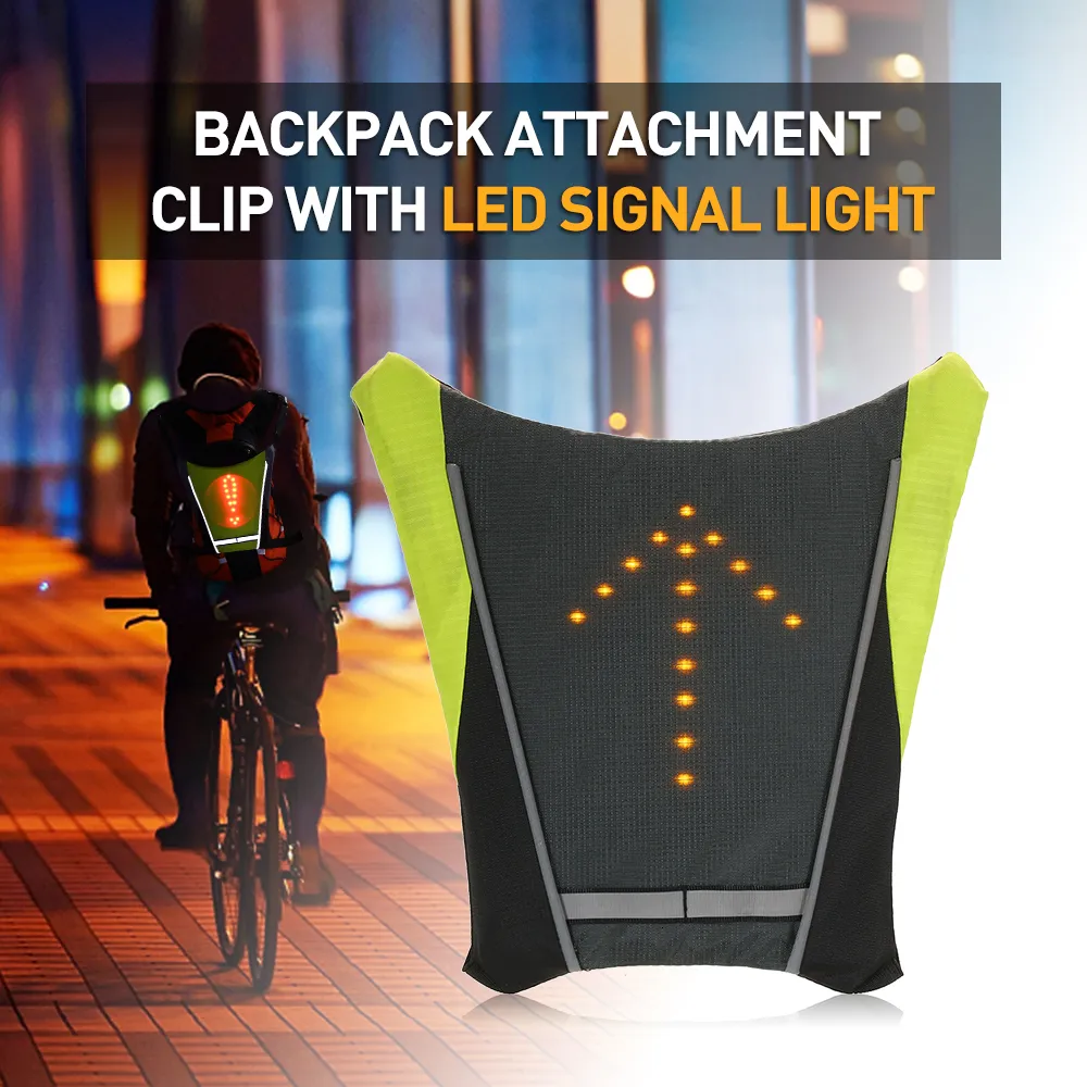 LED Cycling Vest with Turn Signals & 20L Bike Bag - Wireless Remote ...