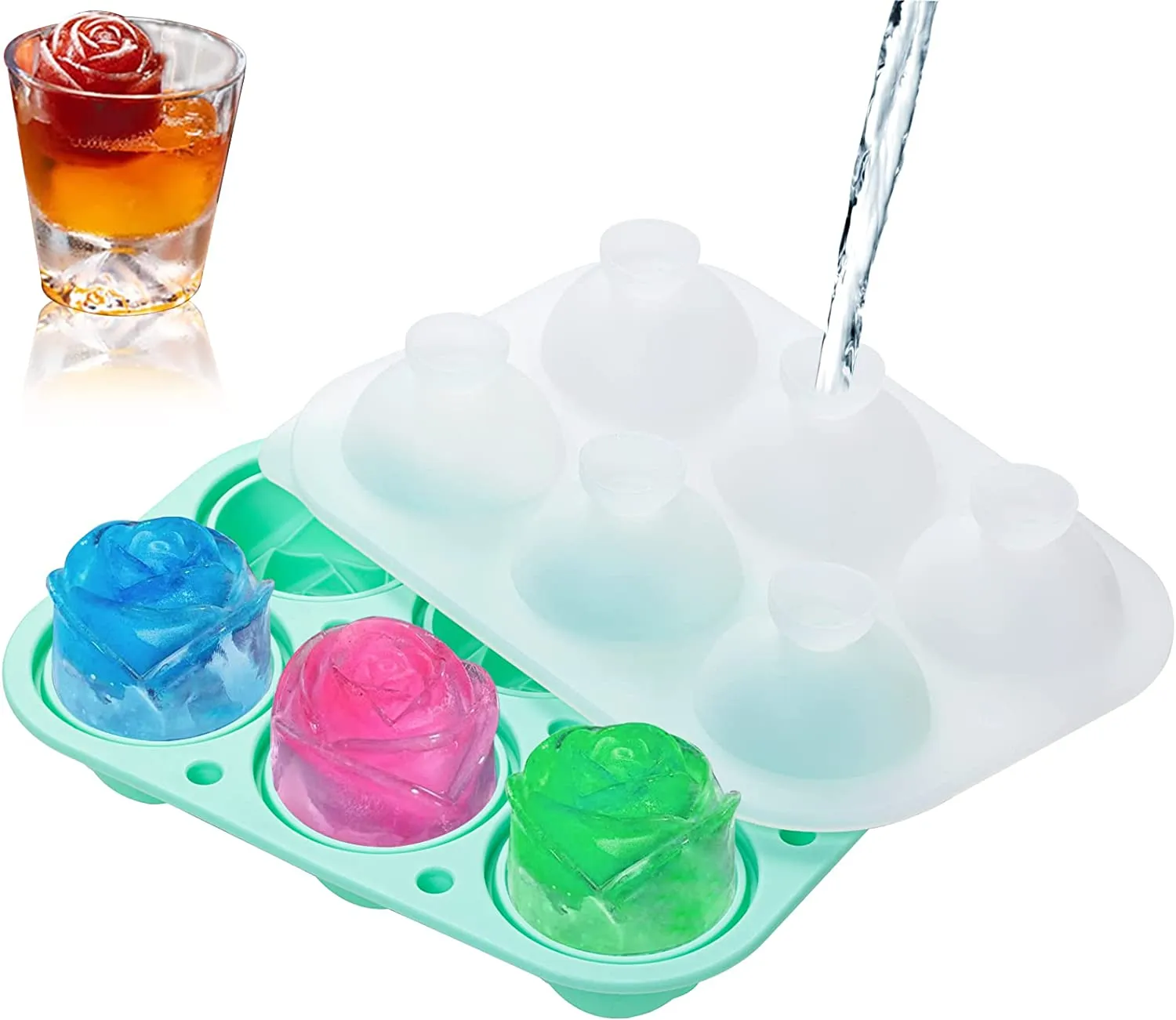 Large 2 Inch 3D Rose Ice Cube Tray With Easy Release Silicone Lowes ...