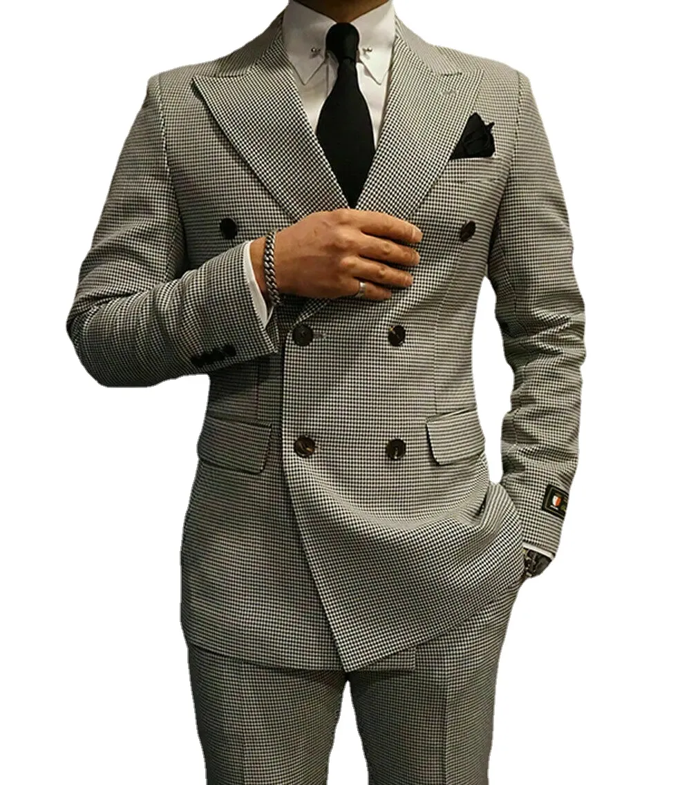 Houndstooth Suit: Slim Fit Double Breasted Tuxedo - Formal Mens Blazer ...