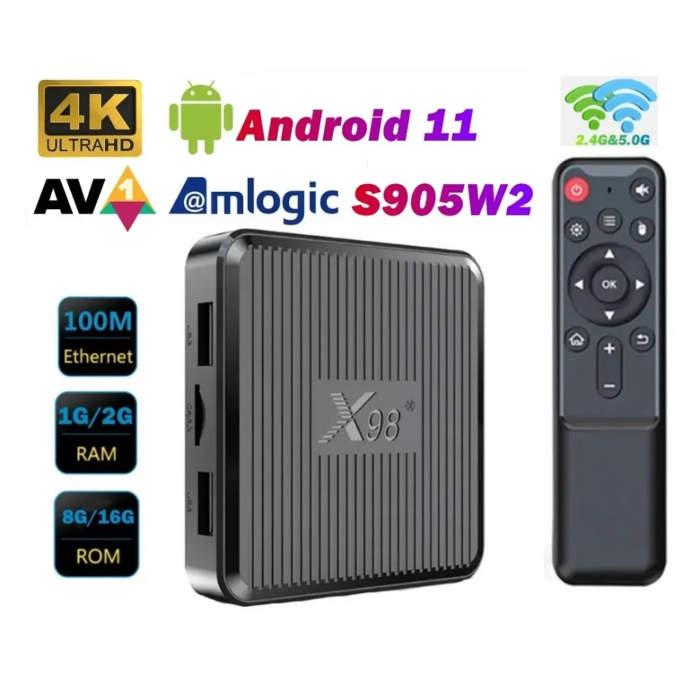 DHgate.com:X98Q Android 11 TV Box, Amlogic S905W2 Quad-Core CPU, 2GB RAM 16GB ROM, Dual Band ...