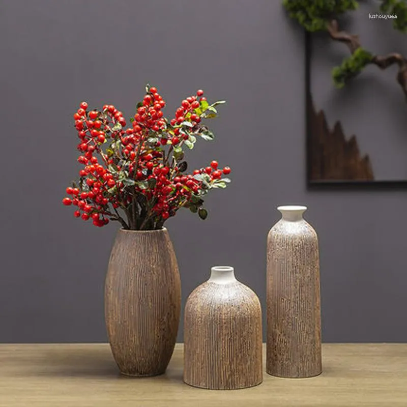 Frosted Vertical Ceramic Rustic Vase With Nordic Hydroponic Flower ...