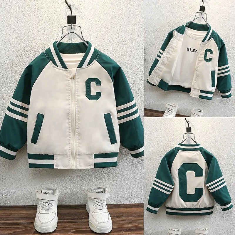 Children's Spring Jackets 2-8 Year Kids Baseball Parkas Letter Jacket ...