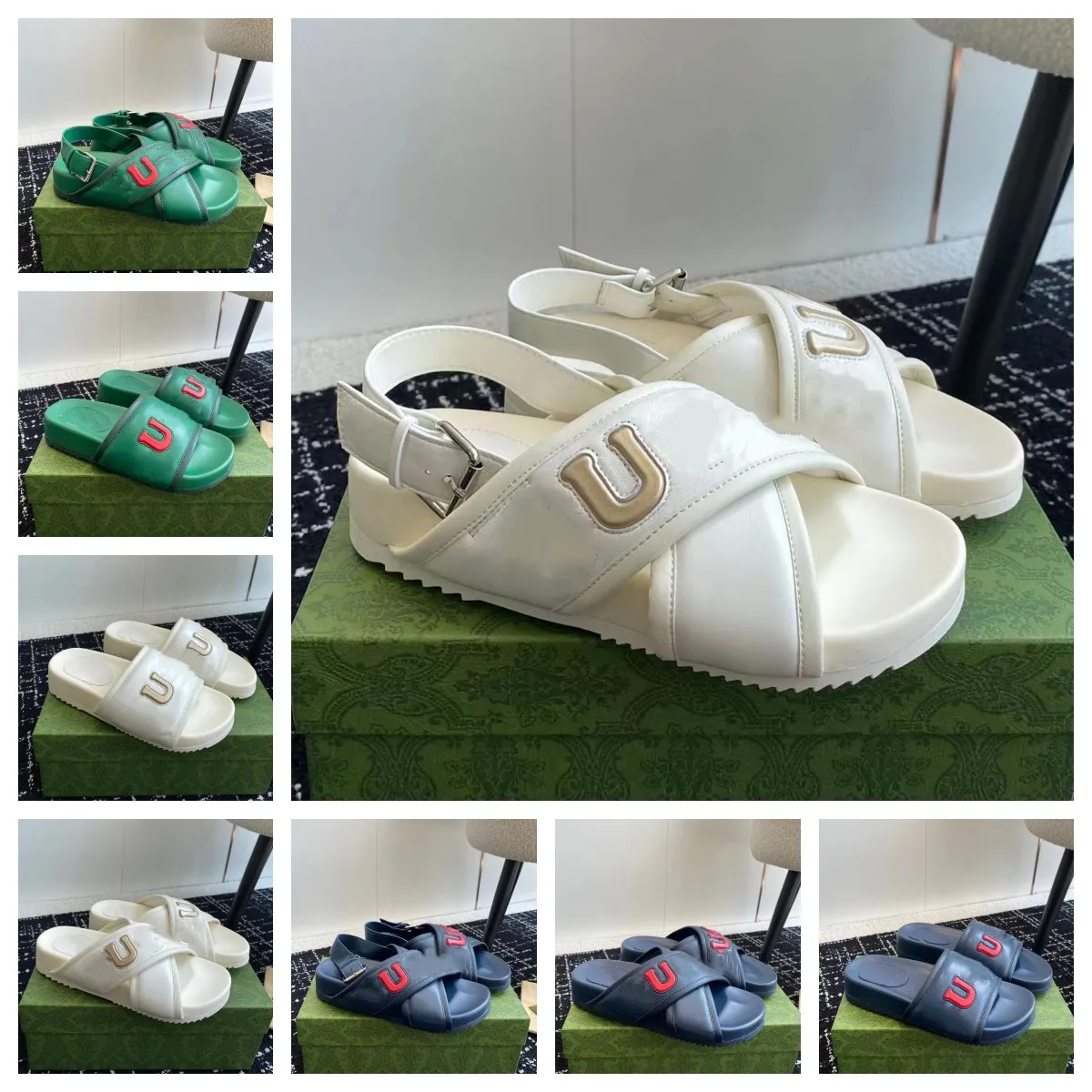 Stylish Black And White Leather Sandals With Letter And Letter Dvla ...