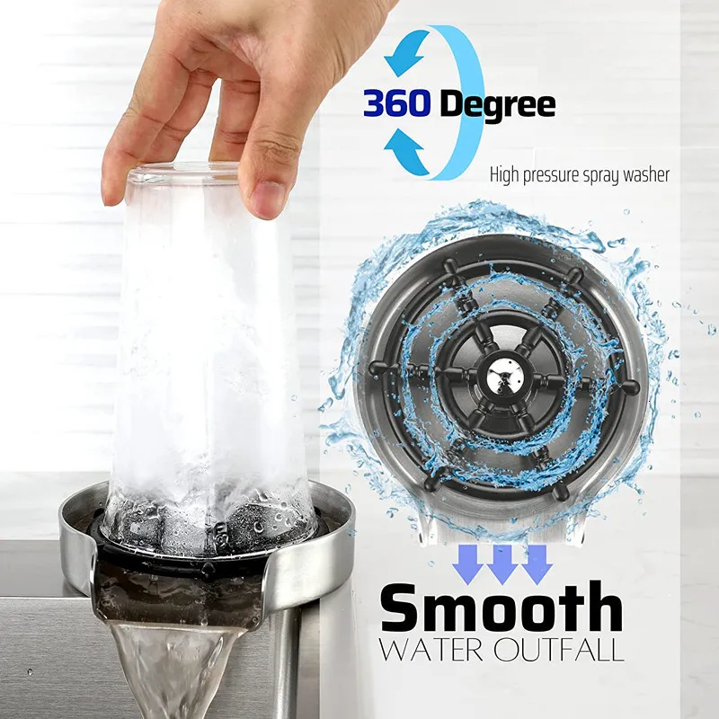 Wine Glasses Kitchen Sink Glass Rinser Stainless Steel High Pressure ...