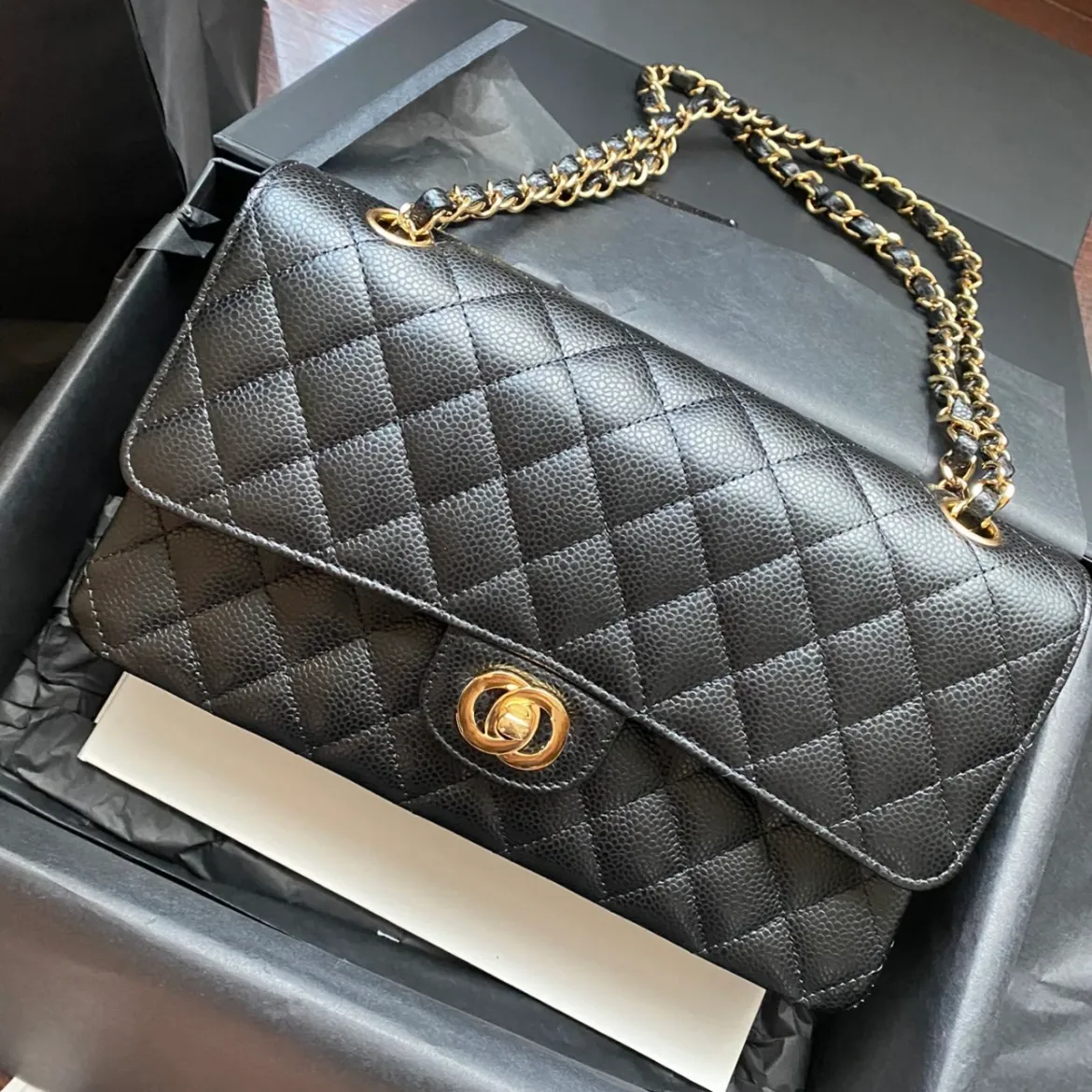 Designer Plaid Shoulder Leather Crossbody Bag With Chain Strap And ...