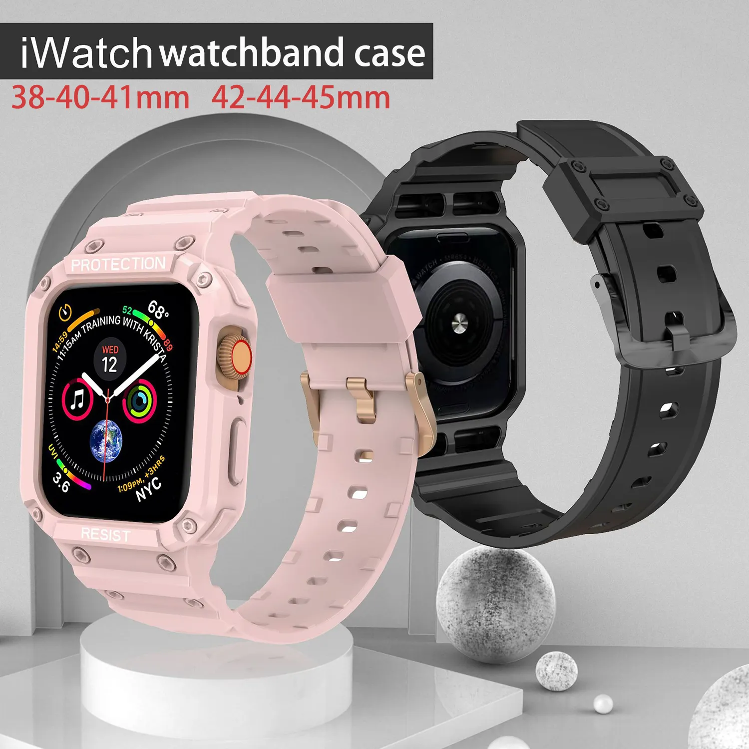 Protective Apple Watch Bands - 49/45/44/42mm - Silicone TPU Cover ...