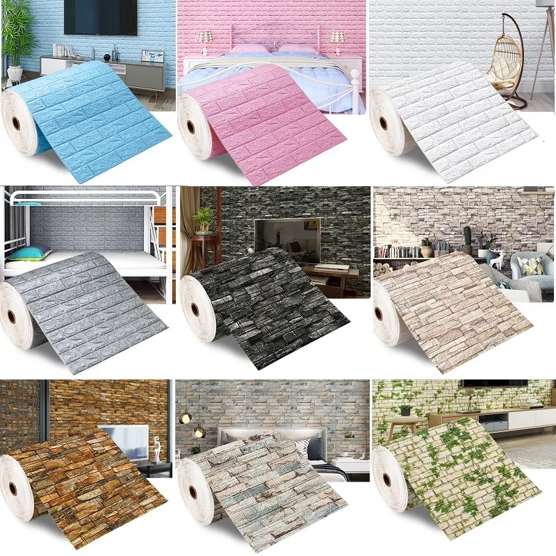 3D Brick Wall Panels - Self-Adhesive Waterproof Wallpaper, DIY Home ...