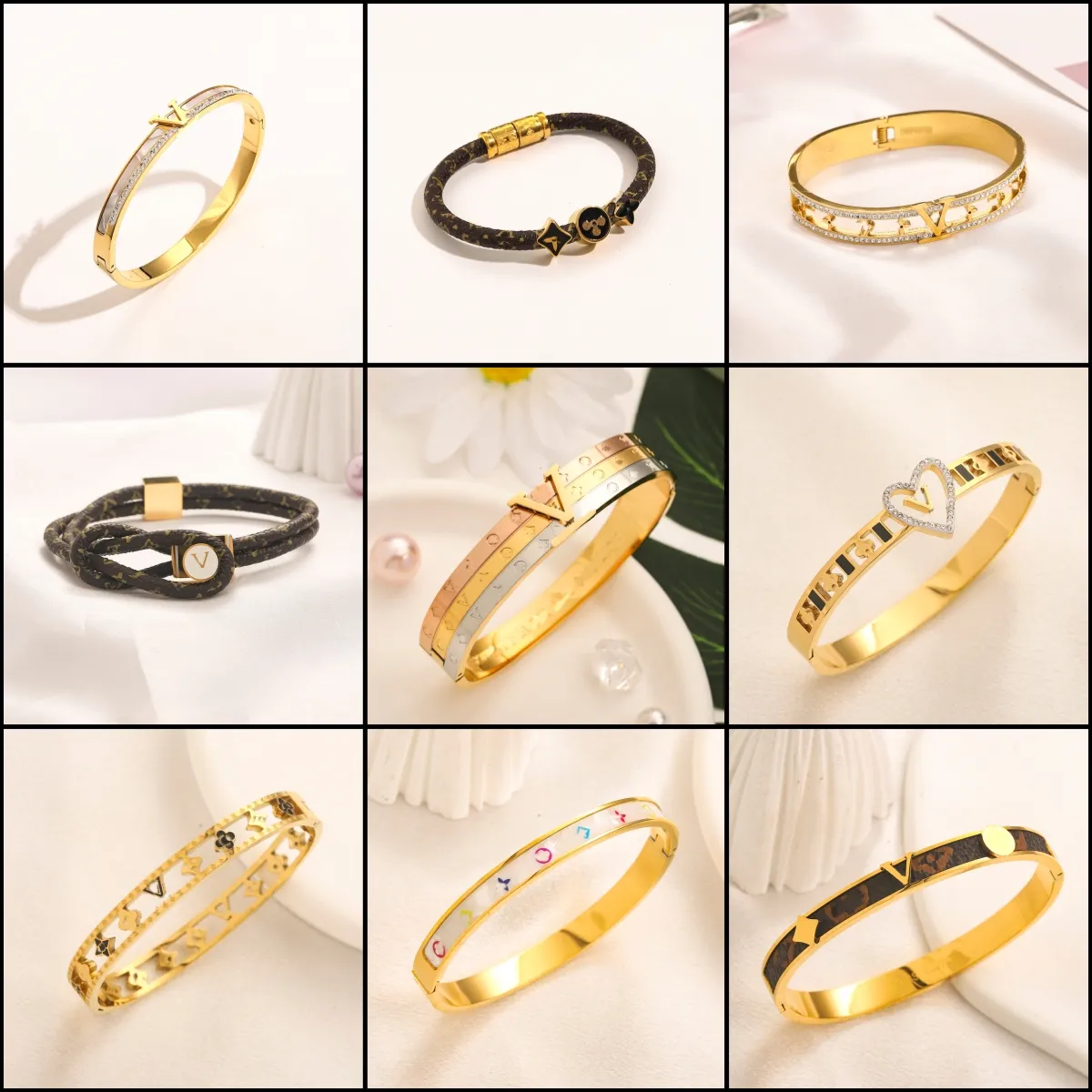 20 Pulseras De Estilo Brazalete De Mujer Diseñador Marca Carta Joyería ...