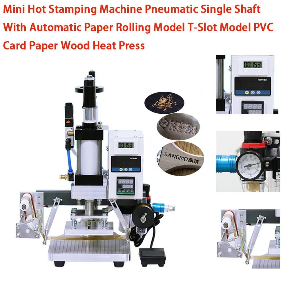 Mini Pneumatic Hot Foil Stamping Machine - Automatic Paper Feed, T-Slot ...