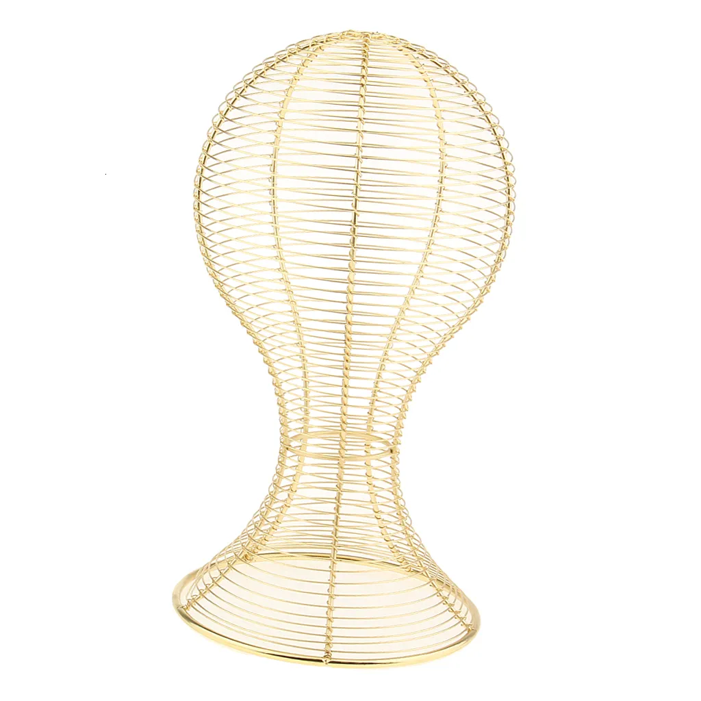 Premium Metal Wig Stand Gold Finish - Hat, Cap, Helmet & Hair Wig ...