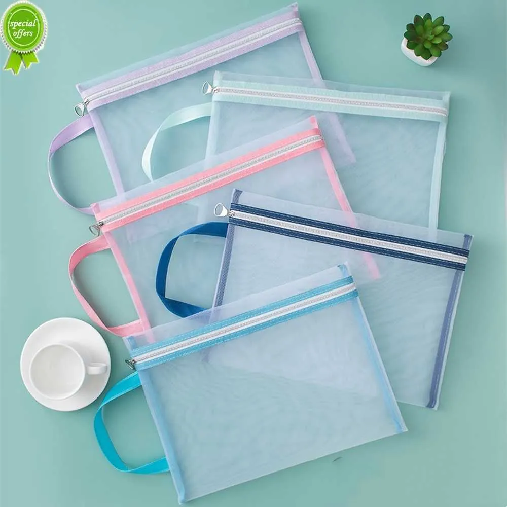 DHgate.com:Transparent Nylon Mesh Zippered Pouch | A4 Size File Bag for ...