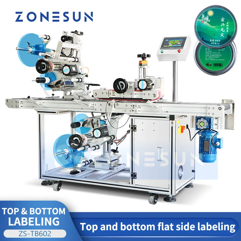 ZONESUN Automatic Flat Surface Labeling Machine for Top and Bottom ...